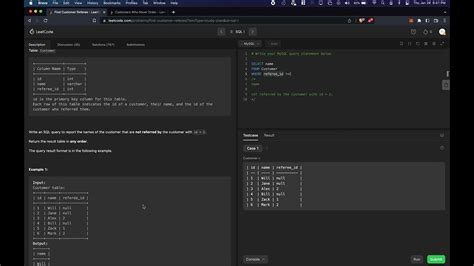 Leetcode 584 Find Customer Referee Youtube
