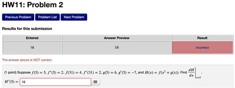 Solved Hw11 Problem 2 Previous Problem Problem List Next