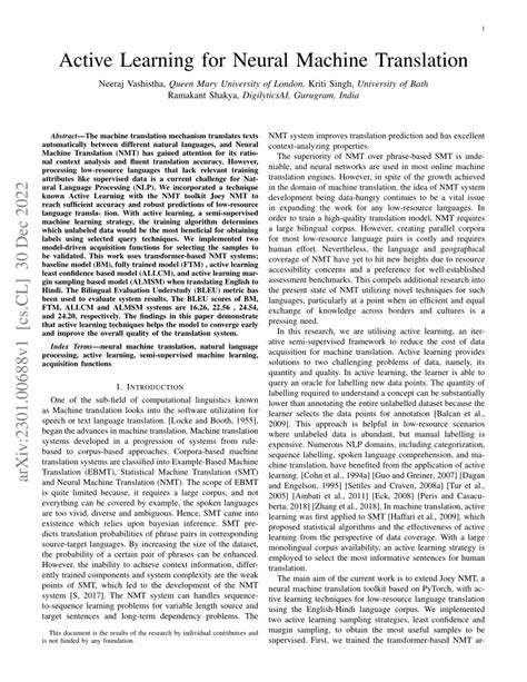 Pdf Active Learning For Neural Machine Translation