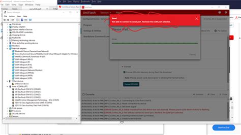 AWR BOOST Uniflash Cannot Connect Serial Port Error When Erase AWR Boost Board Sensors