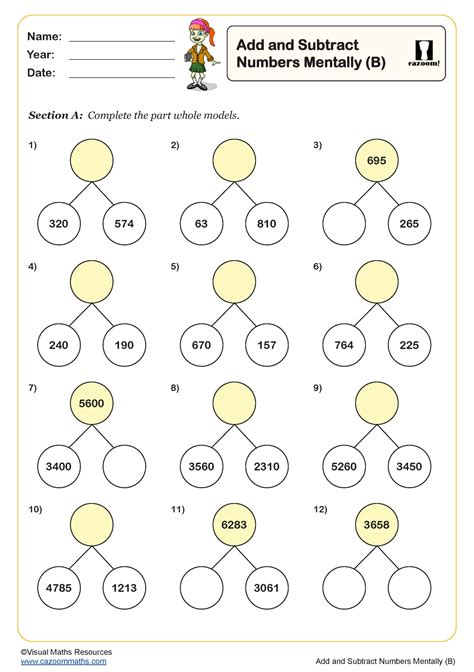 Add And Subtract Numbers Mentally Worksheet A Fun And Engaging Year 3 Pdf Worksheets
