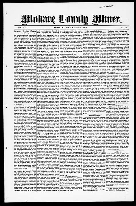 Mohave County Miner 1904 06 25 Arizona Memory Project
