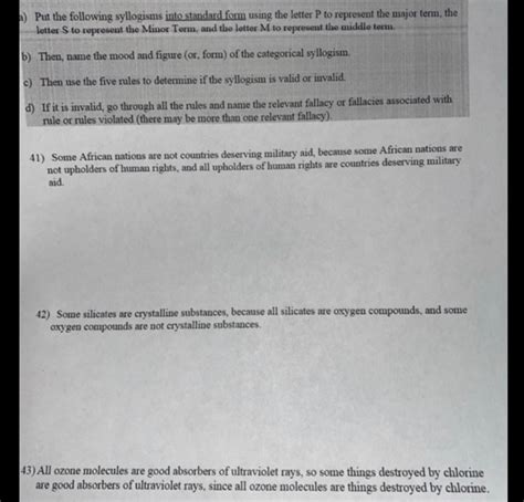 Solved 2 Put The Following Syllogisms Into Standard Form