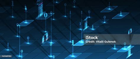 Bytes Of Binary Code Run Through Network Abstract Futuristic Technology Syberspace Stock