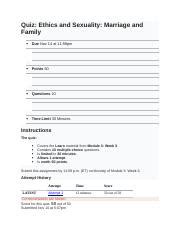 Ethc 101 Quiz 3 Docx Quiz Ethics And Sexuality Marriage And Family Due Nov 14 At 11 59pm