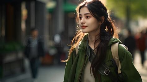 绿色长裙ai数字艺术 多彩女性逛街绿色夹克绿色书包绿色长裙 Ai人像免费下载png格式4368像素编号54779270 千图网