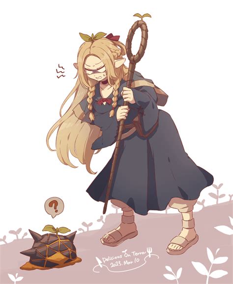 Lari Lab Marcille Donato Arknights Dungeon Meshi Commentary Request 1girl Angry Black