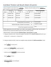 Guided Acid Base Titration Lab Results And Calculations Course Hero