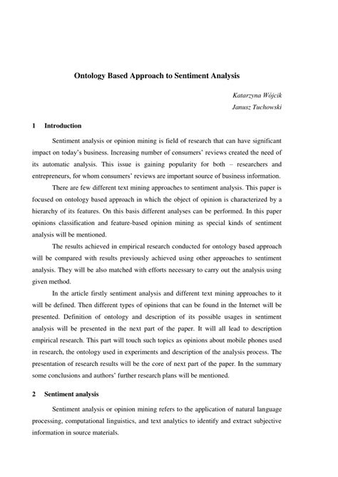 Pdf Ontology Based Approach To Sentiment Analysis