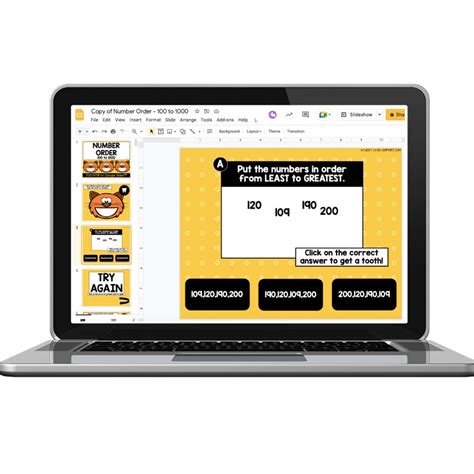 Digital Toothy Math 1st And 2nd Grade Number Order 3 Digit Lucky Little Learners