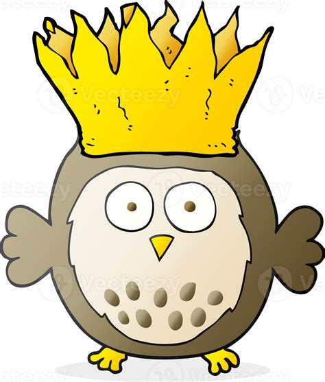 Cartoon Owl Wearing Paper Crown Christmas Hat 36452038 Png
