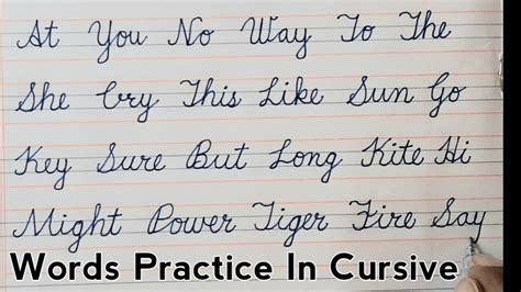 How To Practise Words In Cursive Writing Different Words In Cursive