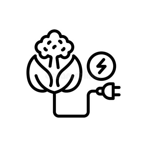 Black Line Icon For Biomass Renewable And Environment Stock Vector