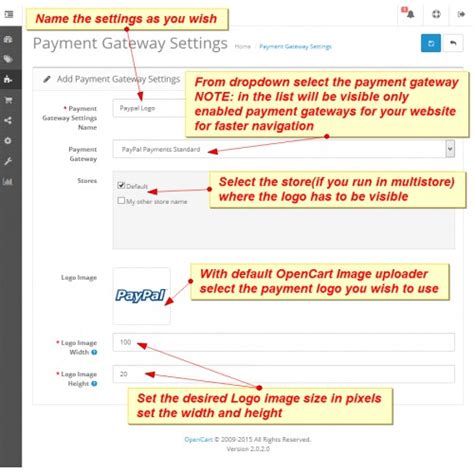 OpenCart Checkout Payment Logos Settings