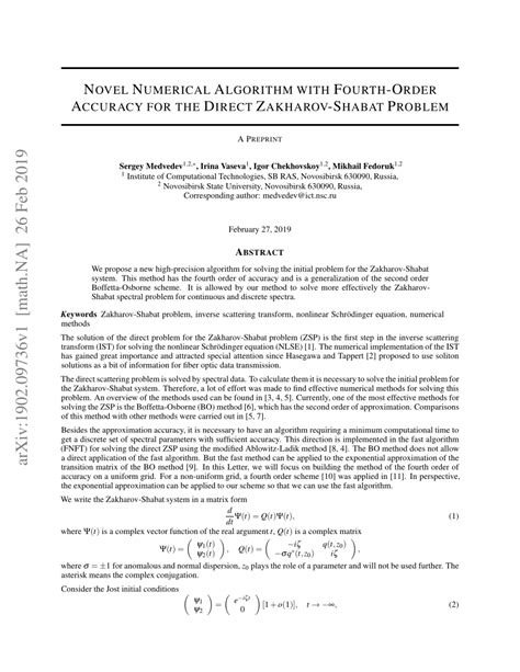Pdf Novel Numerical Algorithm With Fourth Order Accuracy For The