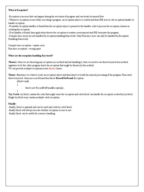 Exception Handling Pdf Java Programming Language Software
