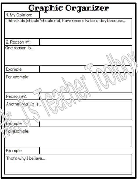 Recess Opinion Writing Essaygraphic Organizer By Mr Js Teacher Toolbox