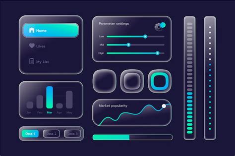 Premium Vector Gradient Glassmorphism Effect Ui Elements Collection Premium Vector Gradient Glassmorphism Effect Ui Elements Collection