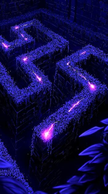 Futuristic Glowing Maze Premium Ai Generated Image