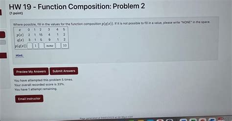 Solved Hw 19 Function Composition Problem 2 1 Point