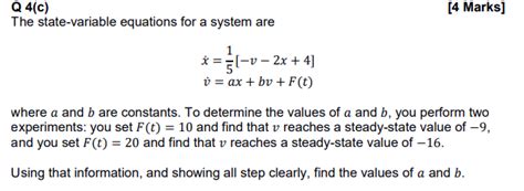 Solved The State Variable Equations For A System Are 𝑥̇ 1