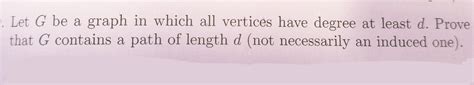 Solved Let G Be A Graph In Which All Vertices Have Degree At