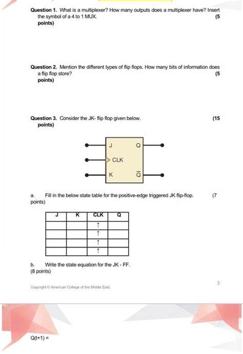 Solved Question 1 What Is A Multiplexer How Many Outputs