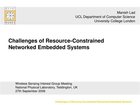 Ppt Challenges Of Resource Constrained Networked Embedded Systems Powerpoint Presentation Id