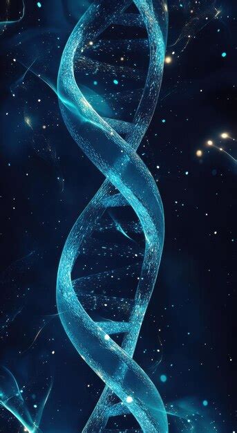 Abstract Digital Art Illustration Of Glowing Dna Strand In A Cosmic