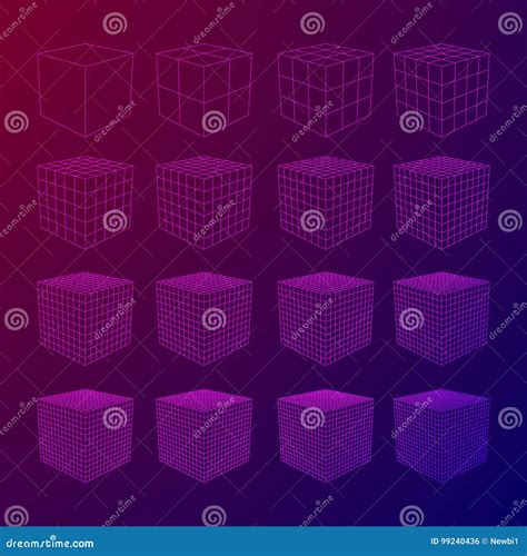 Wireframe Mesh Cube Stock Vector Illustration Of Line 99240436