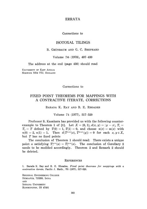 Pdf Fixed Point Theorems For Mappings With A Contractive Iterate