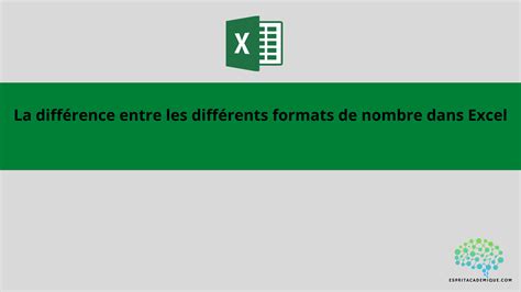 la différence entre les différents formats de nombre dans excel