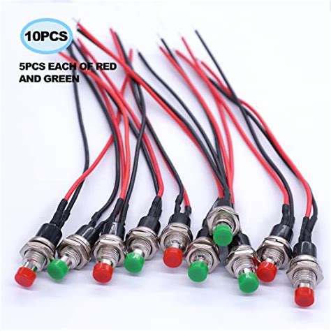 Snapklik Com Twidec 10Pcs 1A 250V AC 2 Pins SPST Red And Green Normal Open Mini Momentary Push
