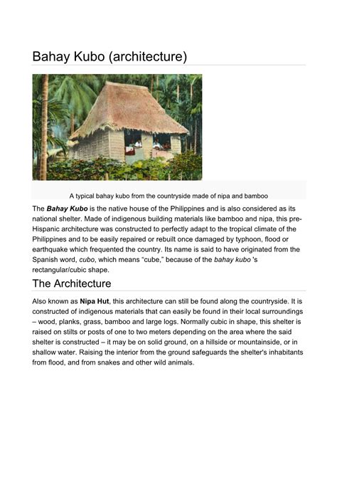 Bahay Kubo Architecture Docslib