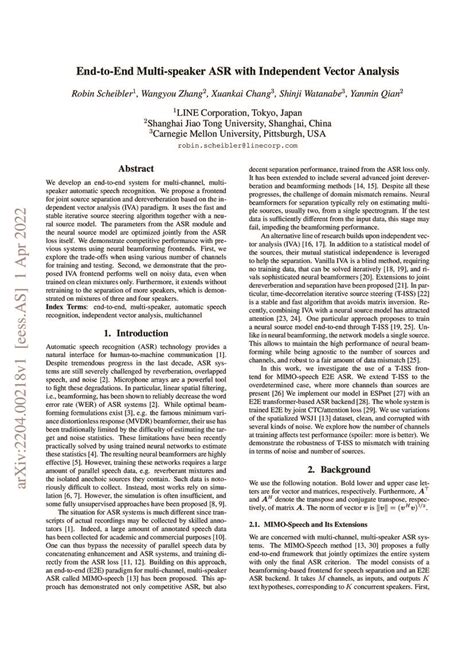 End To End Multi Speaker Asr With Independent Vector Analysis Deepai