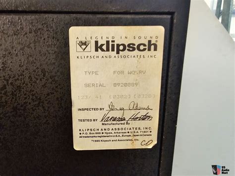 Klipsch Forte Original 1989 Sequencial Seriel Numbers Walnut Photo 5080396 Canuck Audio Mart