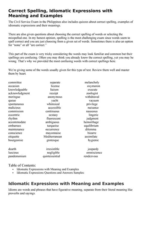 Correct Spelling Cse Correct Spelling Idiomatic Expressions With
