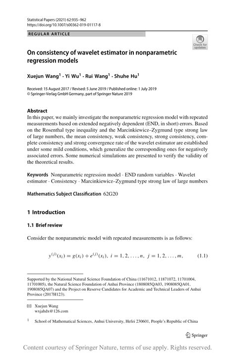 on consistency of wavelet estimator in nonparametric regression models