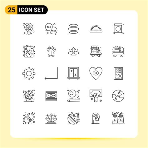 Editable Vector Line Pack Of 25 Simple Lines Of Scroll Tool Tax Saw Crypto Currency Editable