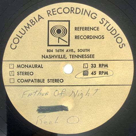Bob Dylan Dylan Owned Alternate Mix ‘father Of Night 10″ Acetate