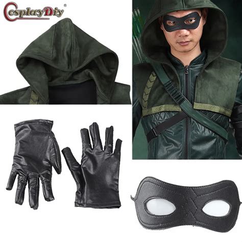 Косплей сделай сам Зеленая Стрела 3 Оливер Квин зеленая Толстовка капюшон перчатки маска для