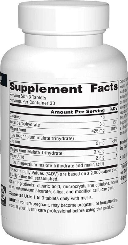 Source Naturals Magnézium Malát 1250 Mg 90 Tabletta Prirodni I