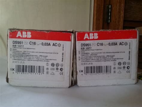 3 X ABB Ds951 C16 0.03a AC 2 Pole Switchboard 16amp RCD Circuit for ...
