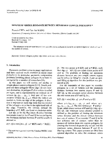 Pdf Minimum Vertex Distance Between Separable Convex Polygons