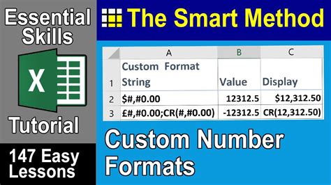 4 4 Use Excel Custom Number Formats To Apply Any Number Format Youtube