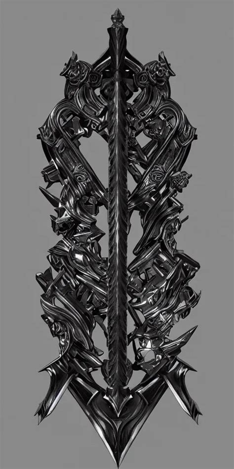 A Black And Silver Sword Skull Crest Ornament Stable Diffusion