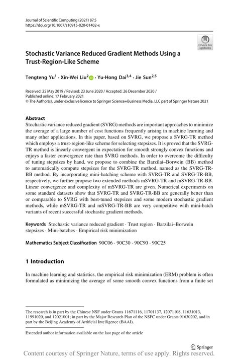 Stochastic Variance Reduced Gradient Methods Using A Trust Region Like Scheme Request Pdf
