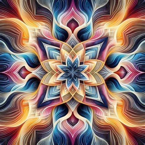 Ai Colorful Kaleidoscopic Geometric Swirling Pattern Premium Ai Generated Image