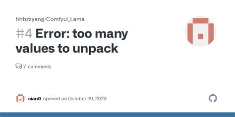 Error Too Many Values To Unpack · Issue 4 · Hhhzzyangcomfyuilama · Github