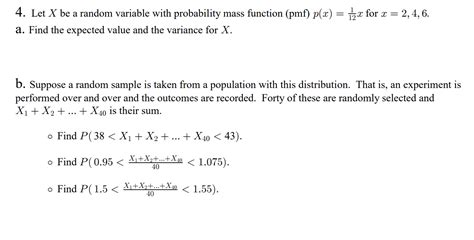 Solved Let X Be A Random Variable With Probability Mass Chegg